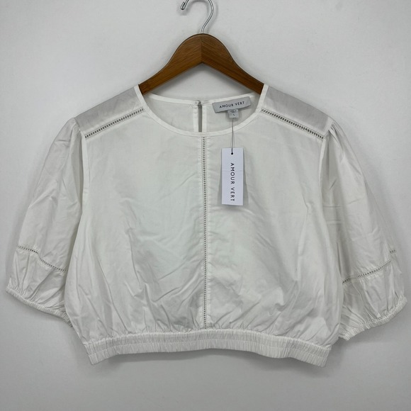 Amour Vert | Tops | Amour Vert Lisa Organic Crisp White Cotton Cropped ...